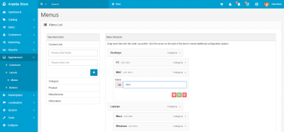 Getting Started: Menu Manager - Blog - Arastta eCommerce